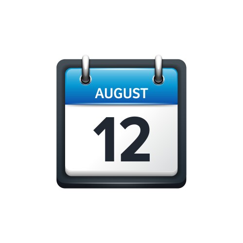 August 12 flat daily calendar icon date Royalty Free Vector