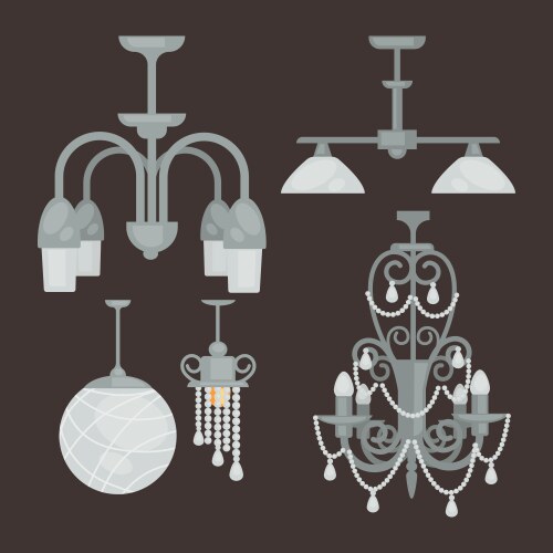 Lamp set isolated interior light design Royalty Free Vector