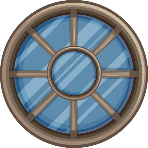 Round window with wooden frame Royalty Free Vector Image