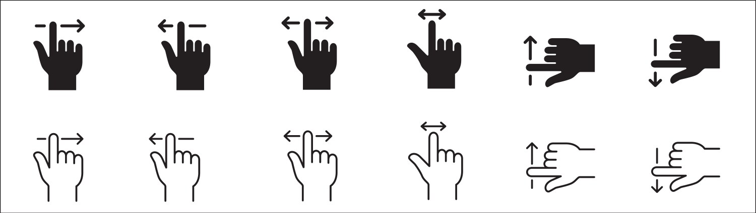 Finger touch screen gesture icon set three Vector Image