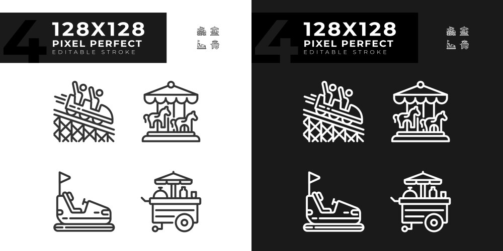 Locomotive pixel perfect linear icons set Vector Image