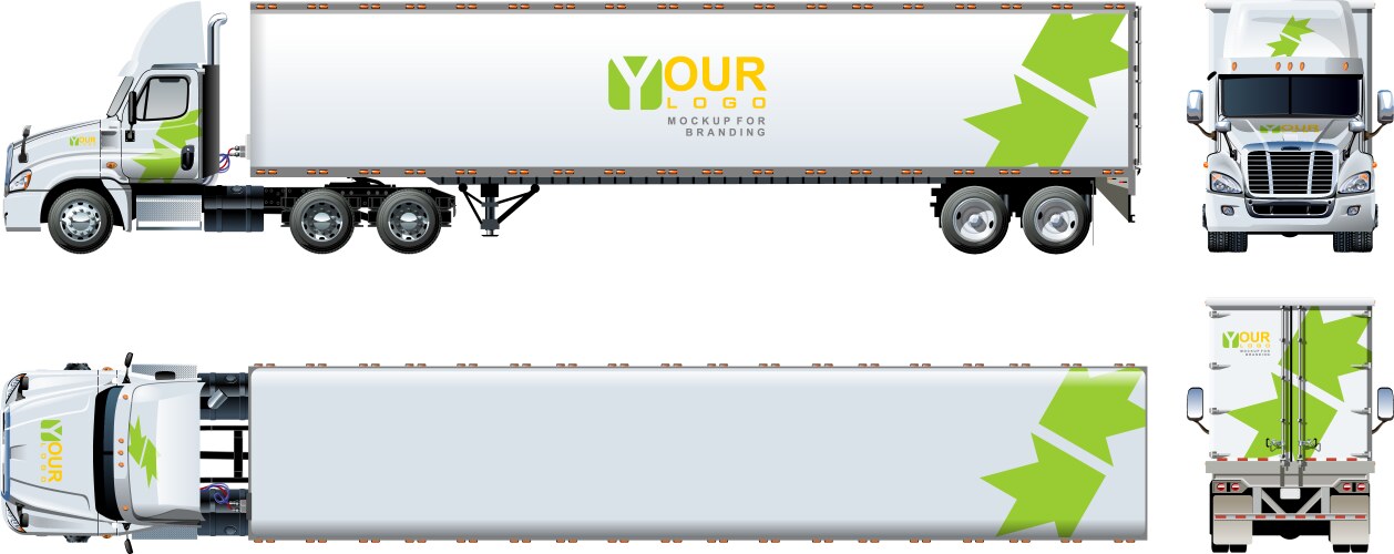 Semi-truck template isolated on white Royalty Free Vector