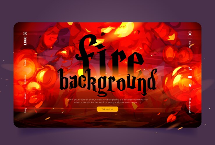Fire background cartoon landing bomb explosion Vector Image