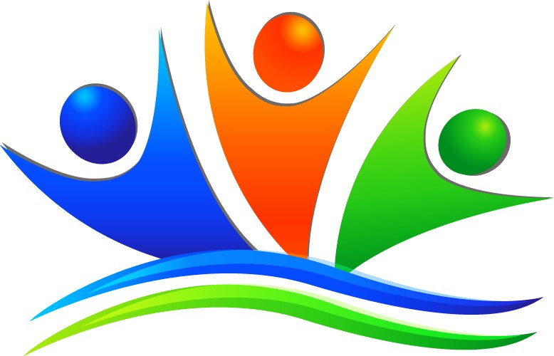 Happy business friends logo Royalty Free Vector Image