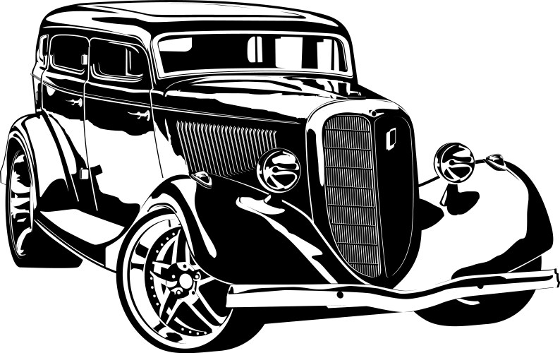 Hot rod in full face Royalty Free Vector Image