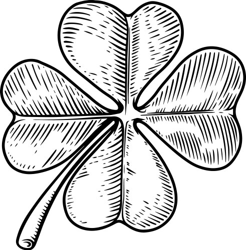 Clover with four leaf - vintage engraved Vector Image