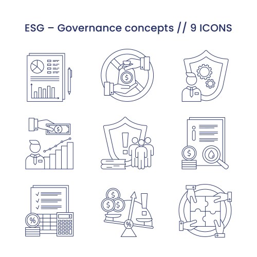 Governance associates line icons collection Vector Image