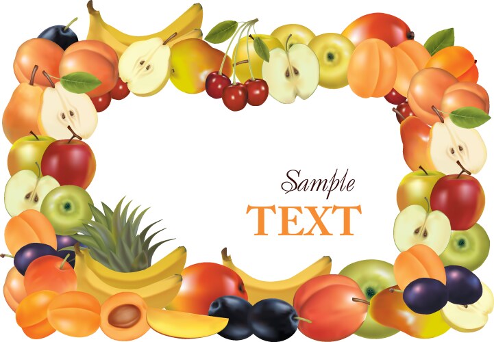 Healthy food organic fruit frame template Vector Image