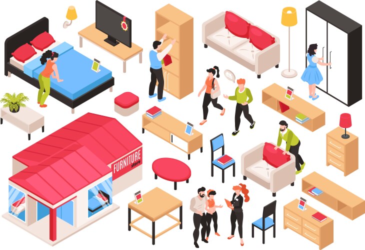 Kindergarten constructor isometric elements set Vector Image