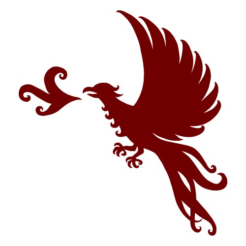Phoenix rising from fire outline Royalty Free Vector Image