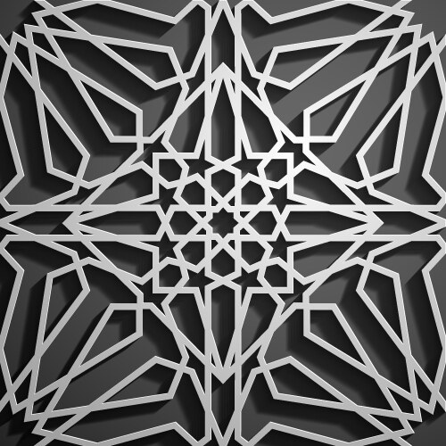 Islamic 3d golden origami round ornament Vector Image
