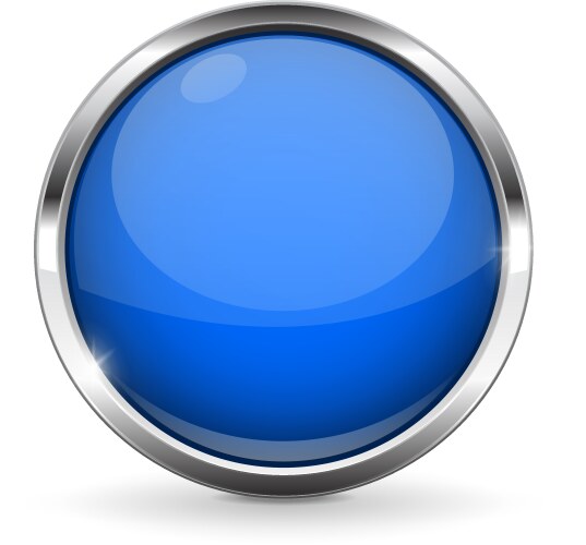 Colored glass 3d buttons with chrome frame round Vector Image