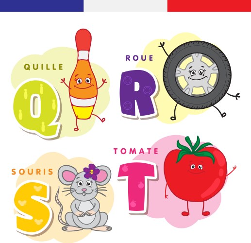 Education cartoon alphabet letters for kids Vector Image