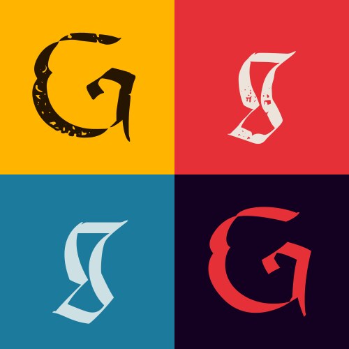 Letter G in Gothic Style Alphabet Vector Images (45)