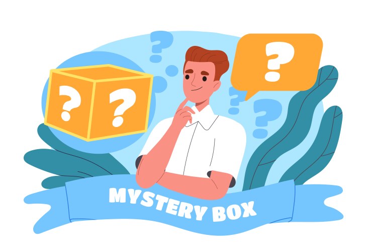 Mystery box label or sticker Royalty Free Vector Image