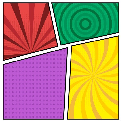 Square cartoon comic background set colorful Vector Image