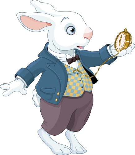 White Rabbit with Pocket Watch – Royalty-Free Vector | VectorStock