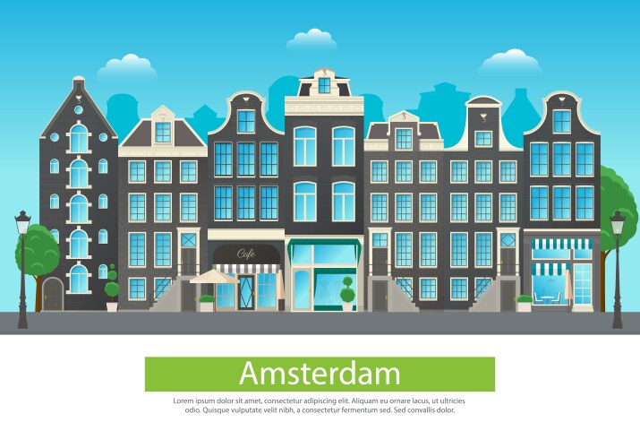 Amsterdam houses urban residential buildings Vector Image