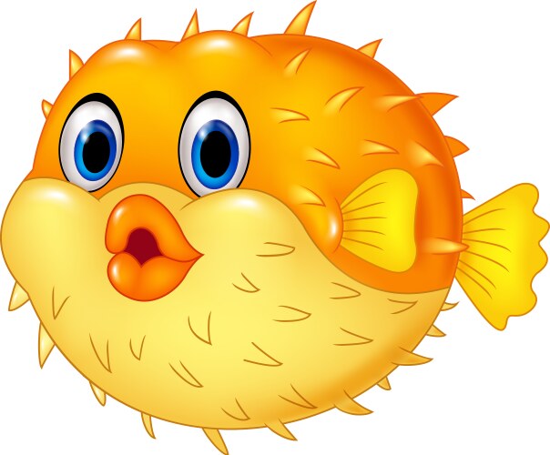 Cartoon of a cute happy smiling puffer fish Vector Image