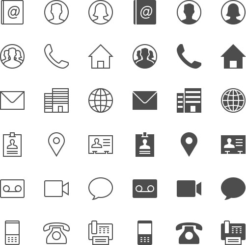 Company connection business card icon set phone Vector Image