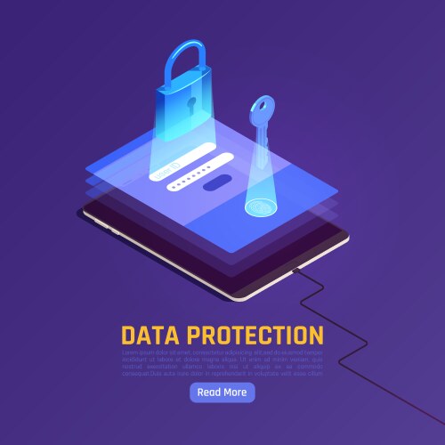 Laptop data protection background Royalty Free Vector Image