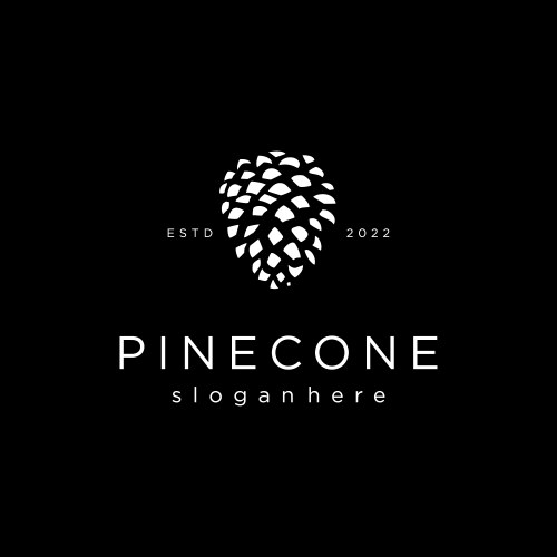Abstract line pine cone logo with black color icon