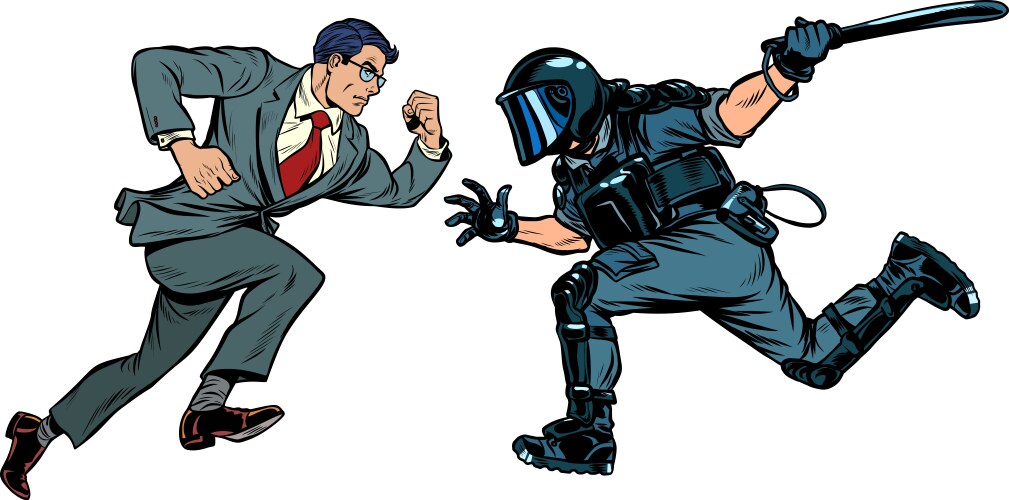 Police officers in tactical gear riot policemen Vector Image