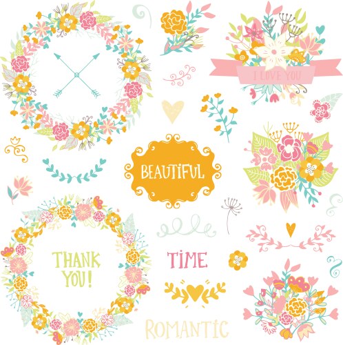 Wedding flower set Royalty Free Vector Image - VectorStock