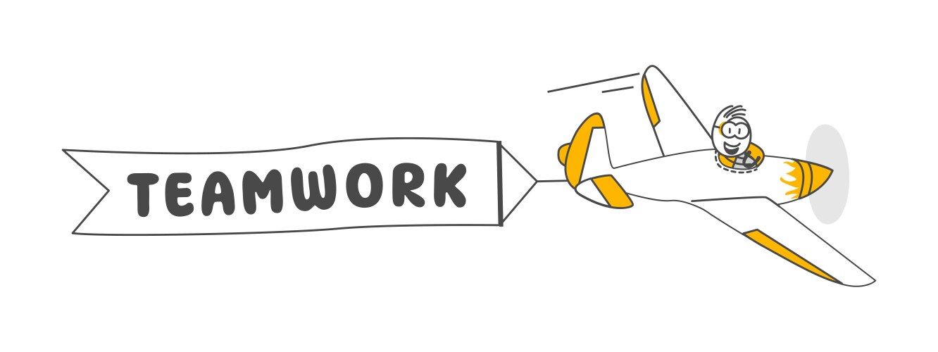 Stick figures teamwork hand drawn doodle line art Vector Image