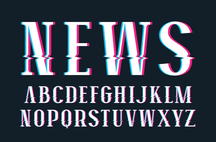 Glitch alphabet font with distortion effect Vector Image