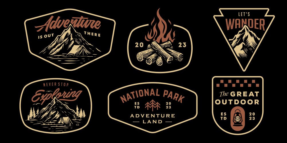 Colorful mountain rustic badge design for t-shirt Vector Image