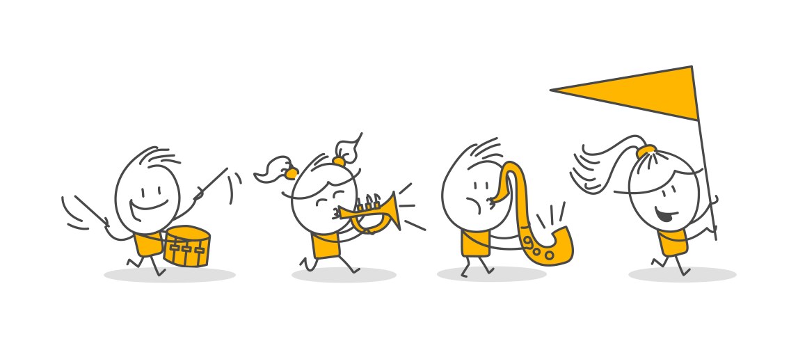 Stick figures teamwork hand drawn doodle line art Vector Image