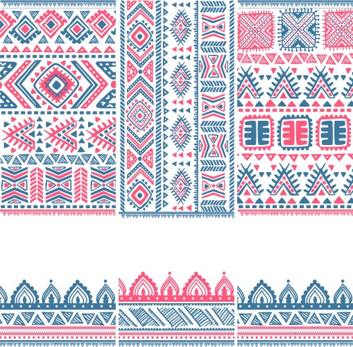 Striped ethnic pattern in vibrant blue and green Vector Image