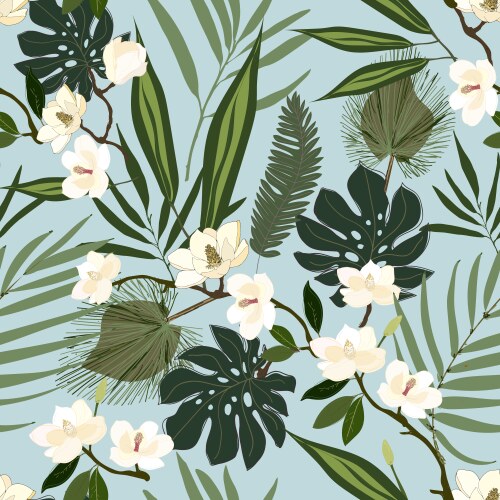 Floral seamless etching pattern flower background Vector Image