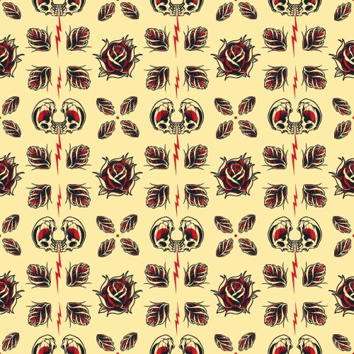 Vintage flash tattoo designs seamless pattern Vector Image