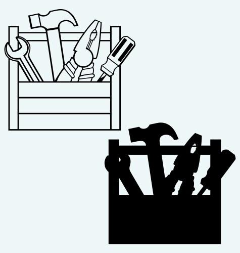 Hand box with tools Royalty Free Vector Image - VectorStock