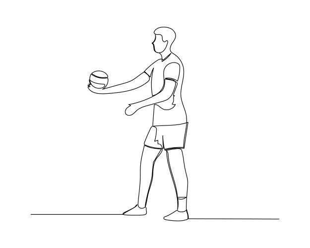 Long-haired young woman running after the ball Vector Image