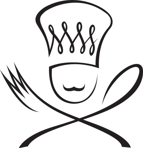 Chef hat spoon and fork Royalty Free Vector Image