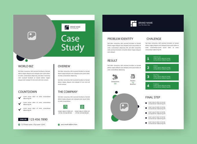 Business case study layout flyer Royalty Free Vector Image