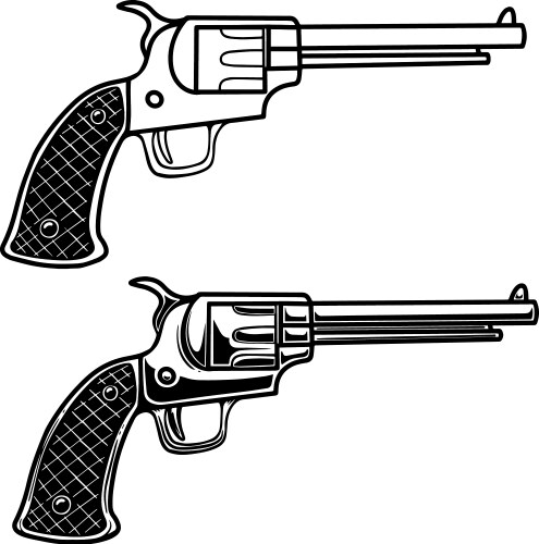 Revolver drawing in doodle style Royalty Free Vector Image