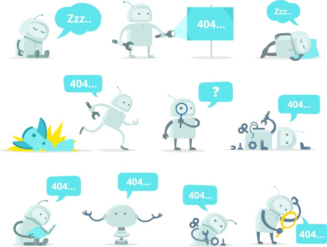 Set an evil kind and broken robot children Vector Image