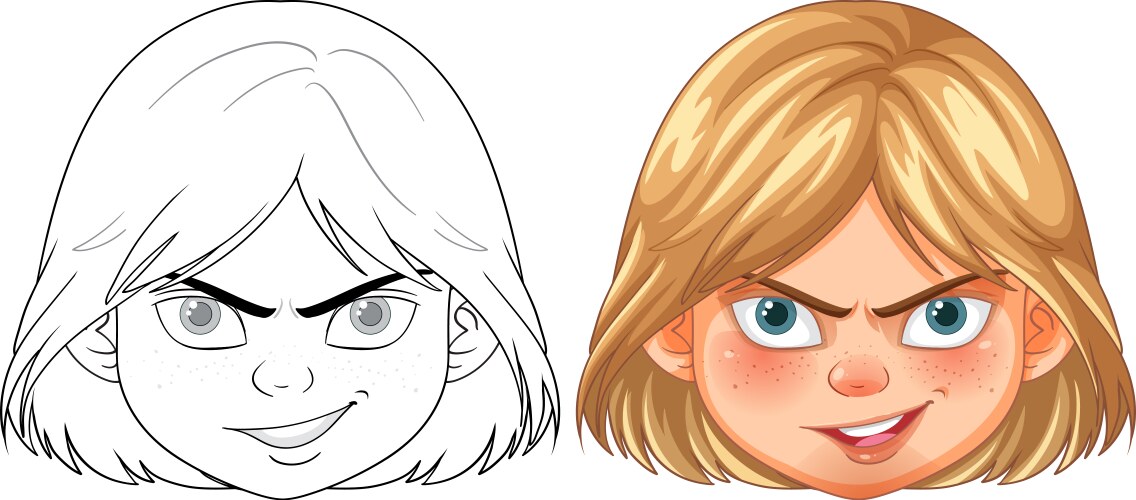 Happy girl with big blue eyes smiling Royalty Free Vector