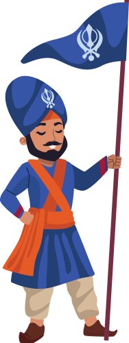 Man sikh warrior with flag Royalty Free Vector Image