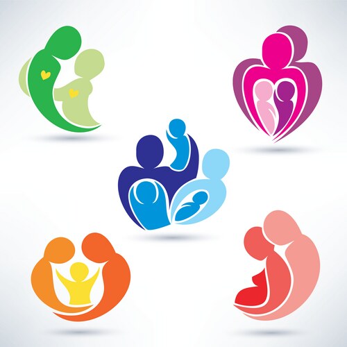 Family colored set of icons Royalty Free Vector Image