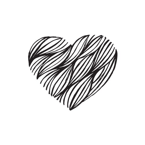 Heart vintage hand drawn line transparent Vector Image