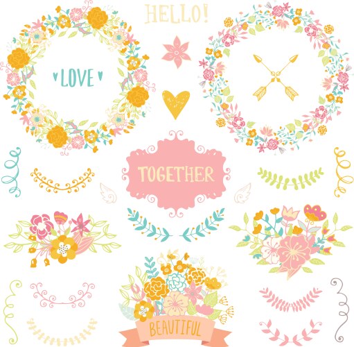 Wedding flower set Royalty Free Vector Image - VectorStock