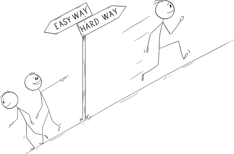 Worried person on the way cartoon stick figure Vector Image