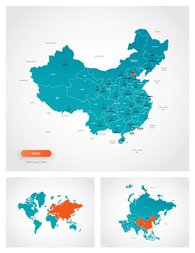 China colored by regions with largest chinese Vector Image