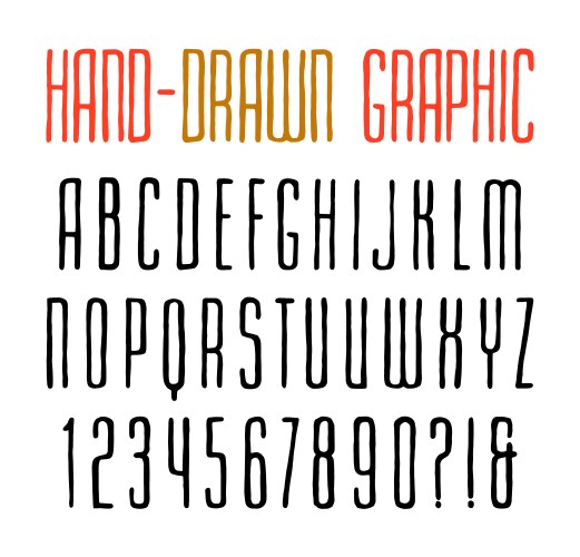 Simple narrow outline font with uppercase letters Vector Image