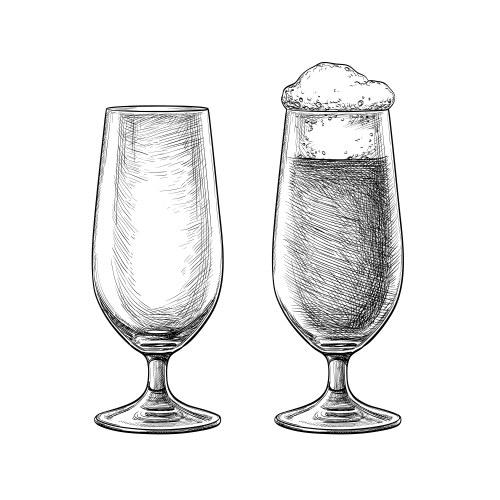 Glass filled with beer sketch Royalty Free Vector Image